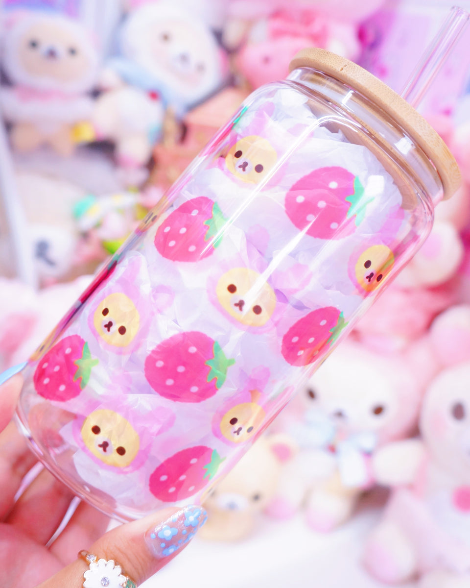 Kuma Strawberry Glass Can 16oz – SweetPrincessKawaii
